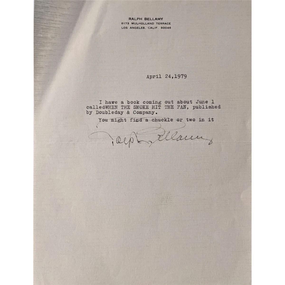 Pretty Women Ralph Bellamy signed letter | EstateSales.org