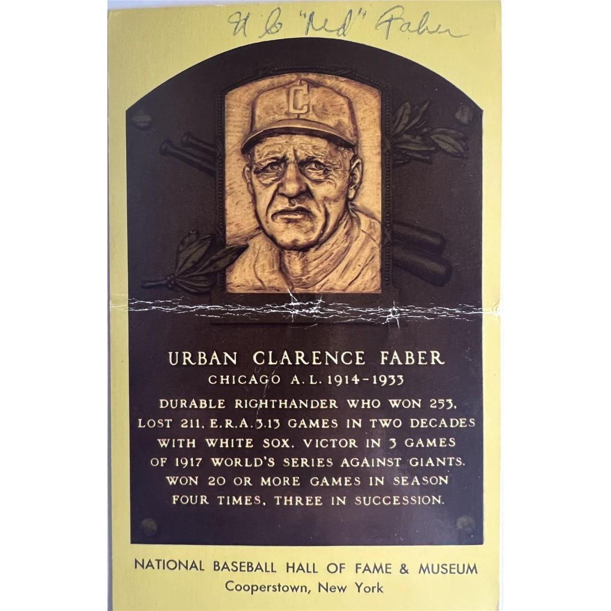 Urban Red Faber signed HOF postcard | EstateSales.org