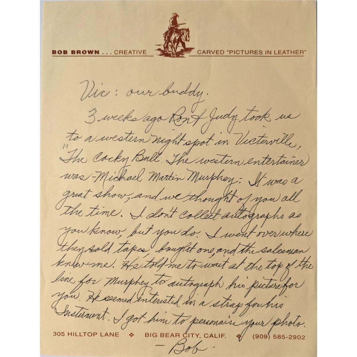 Bob Brown signed letter | EstateSales.org