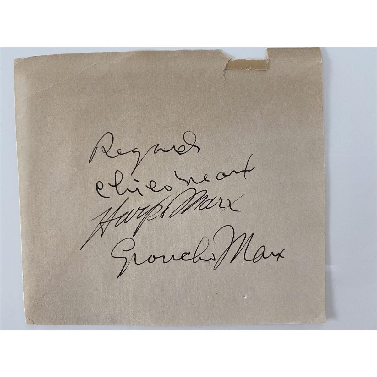 The Marx Brothers signature sheet. GFA Authenticated | EstateSales.org