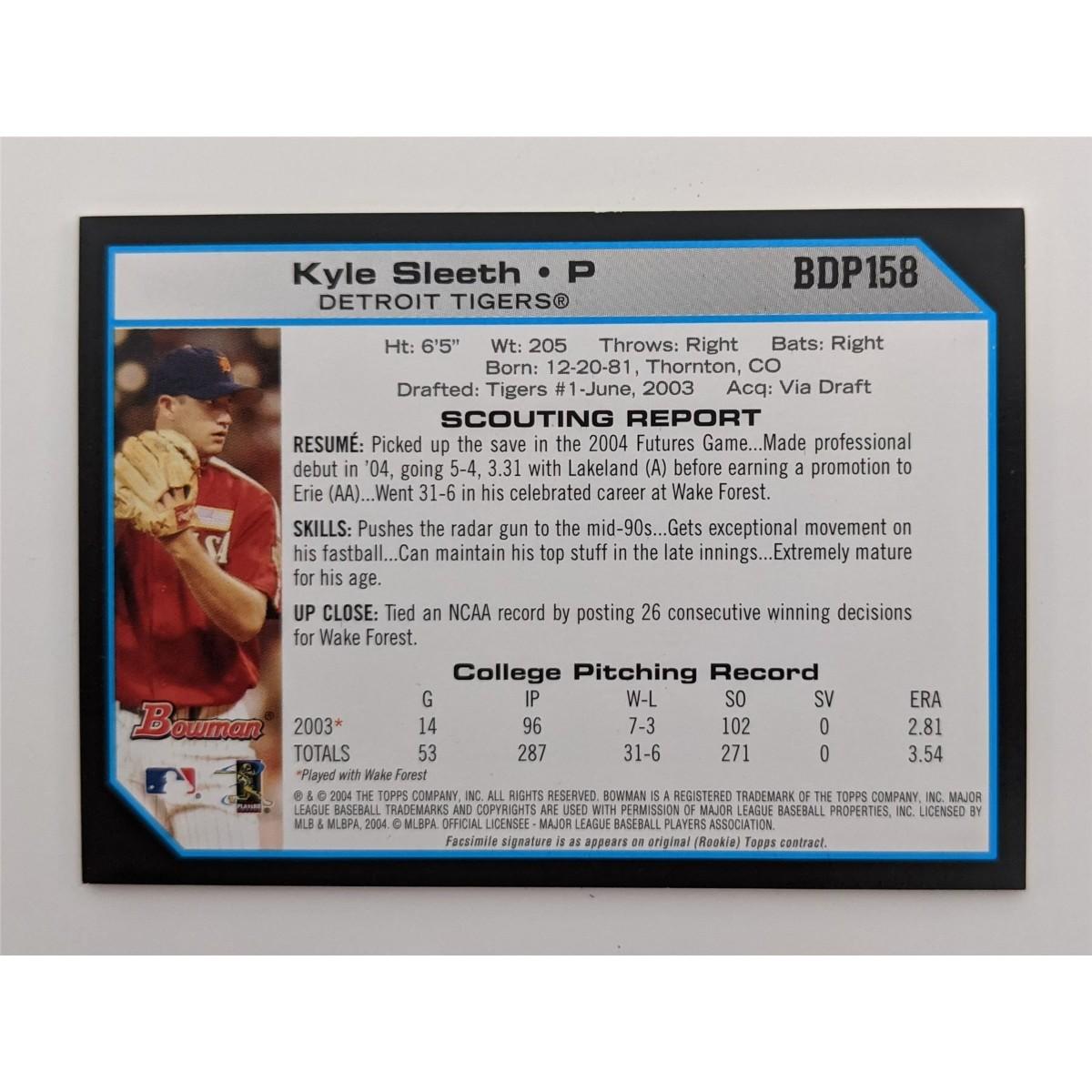 Kyle Sleeth Baseball Trading Card with 2004 Futures Game Game-Worn ...