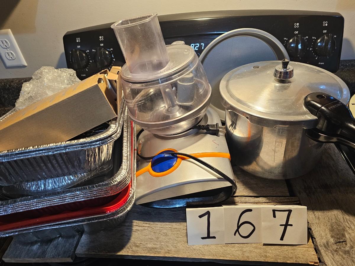 Rachel Ray food processor, presto pressure cooker, aluminum trays ...