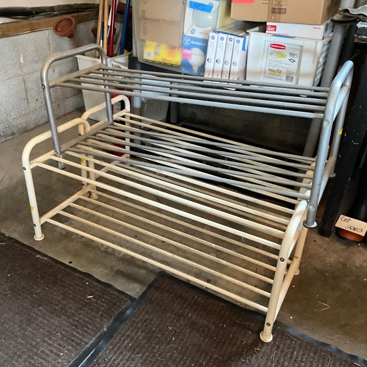 G2206 Lot of Three Metal Shoe Racks | EstateSales.org
