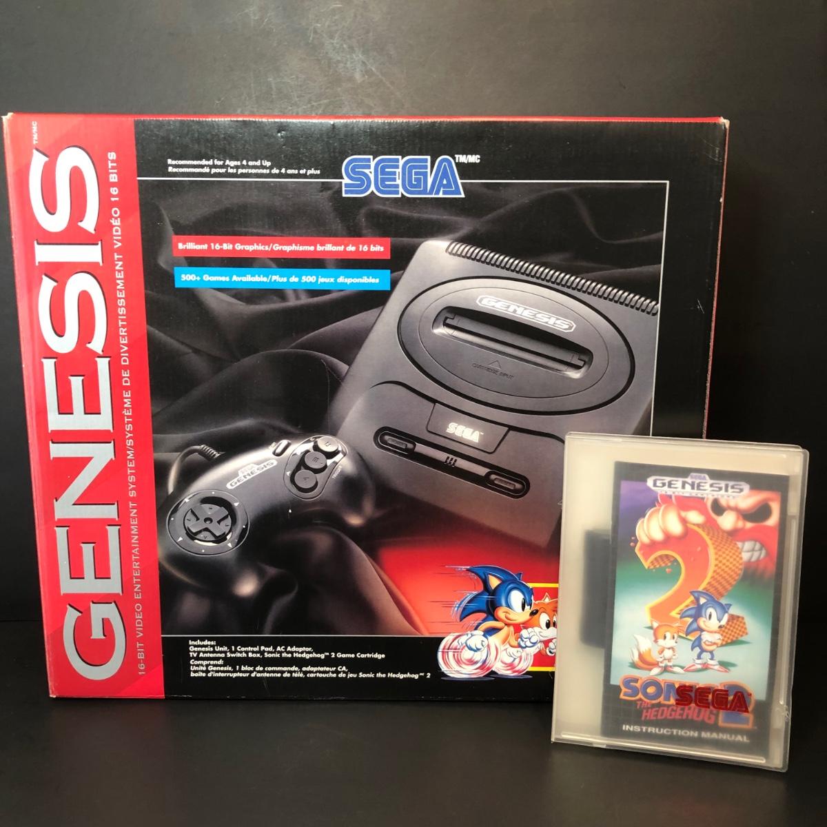LOT 10M: Sega Genesis 2 Console in Original Box w/ Sonic the Hedgehog 2 Cartridge & Instructions ...