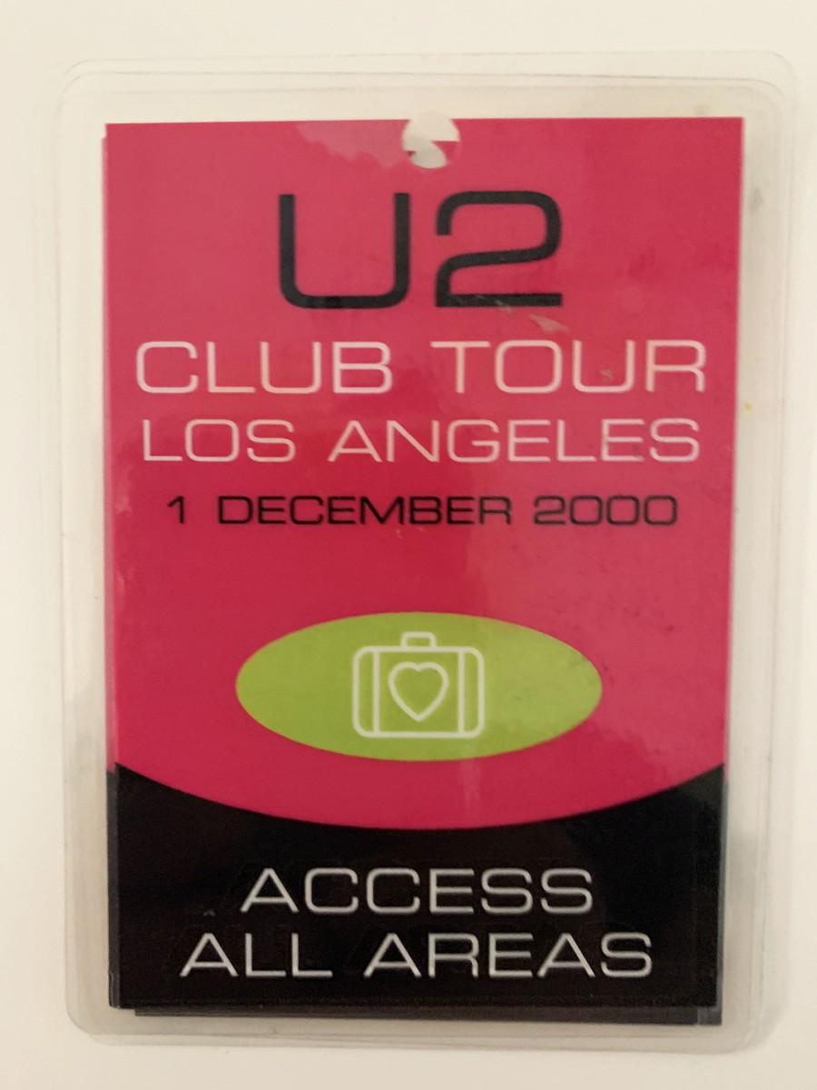 U2 Club Tour 2000 Los Angeles Access All Areas Backstage Pass ...