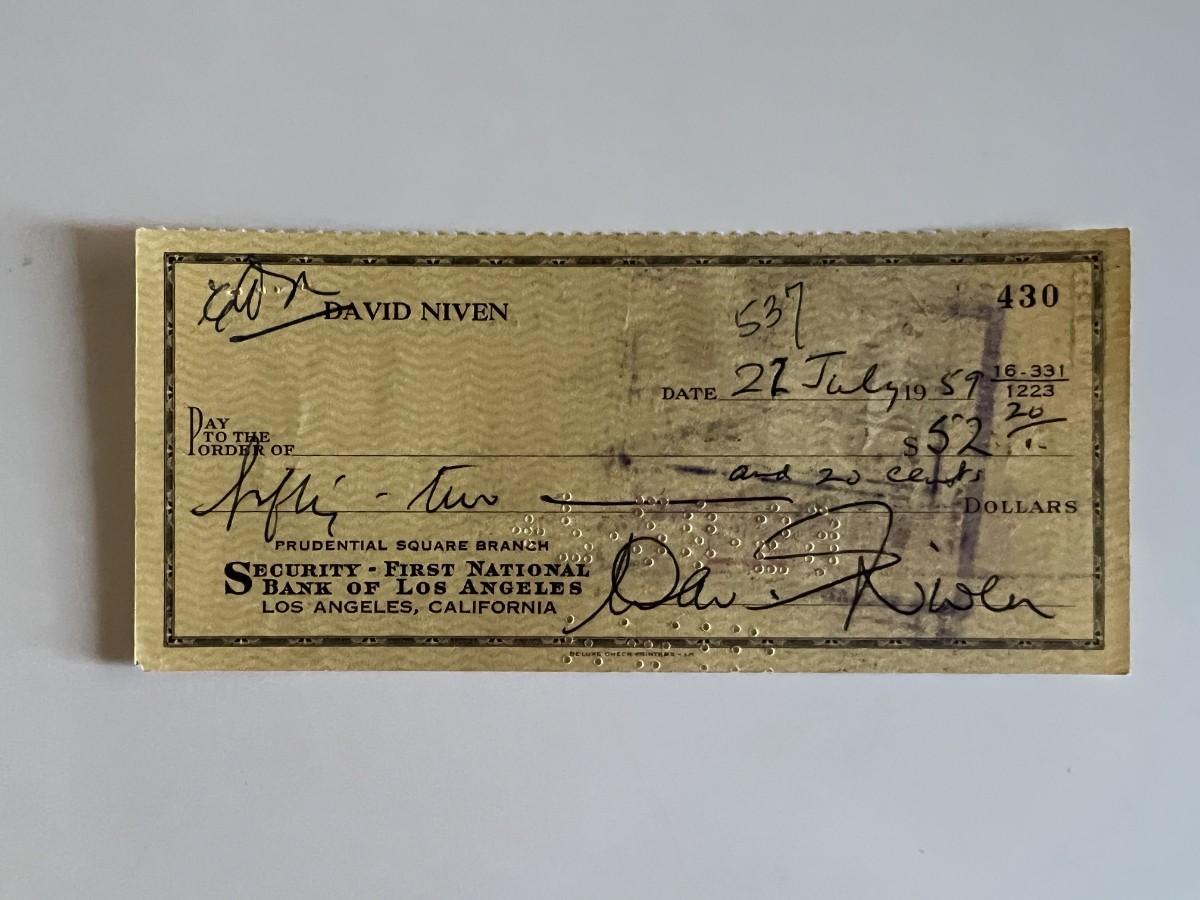 David Niven signed check | EstateSales.org