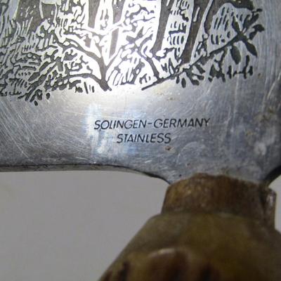 Solingen- Germany Stainless Steel Cleaver with Antler Handle- Etched ...