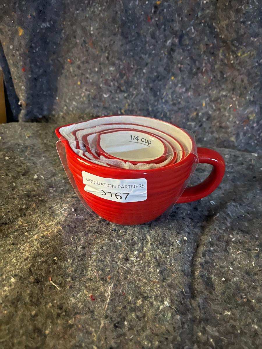 Red Ceramic Measuring Cups | EstateSales.org