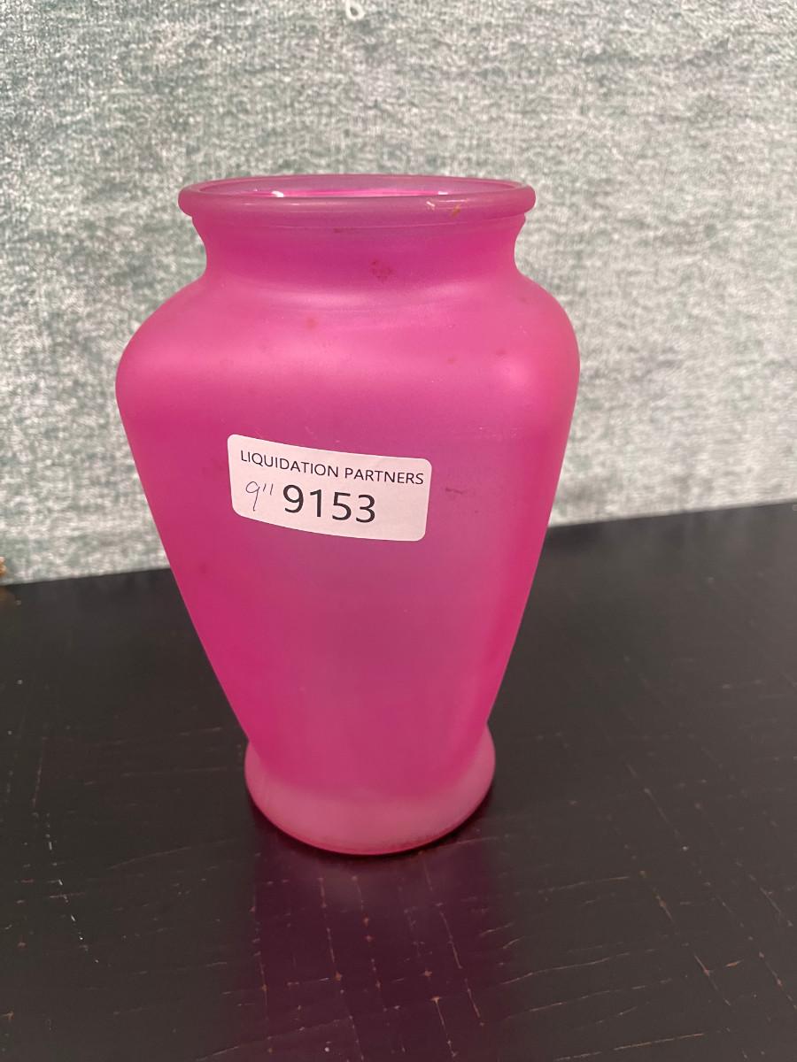 9 Frosted Glass Pink Vase