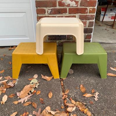 LOT 219R: Galvanized Steel Buckets, Ash Pail and Vintage Step Stools ...