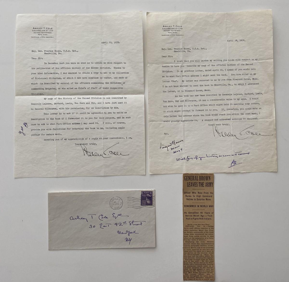 Major General Preston Brown signed letter | EstateSales.org