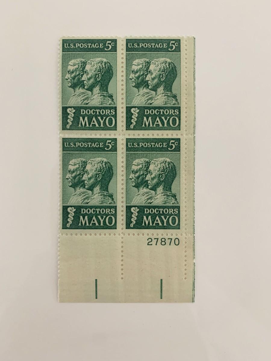 1964 5c Doctors Mayo Stamp Plate Block | EstateSales.org