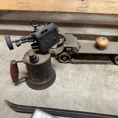 VINTAGE SHAFT DRIVEN BELT SANDER, VINTAGE BLOW TORCH, DWELL METER ...