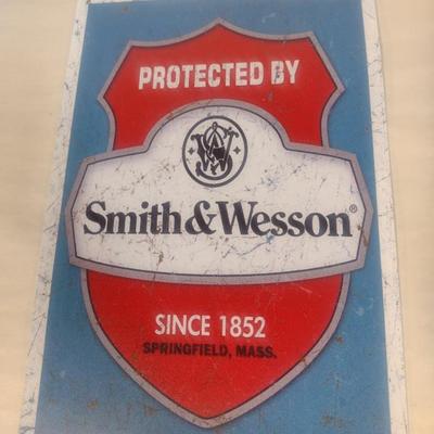 Reproduction 'Smith & Wesson' Metal Sign- Approx 8" x 12" | EstateSales.org