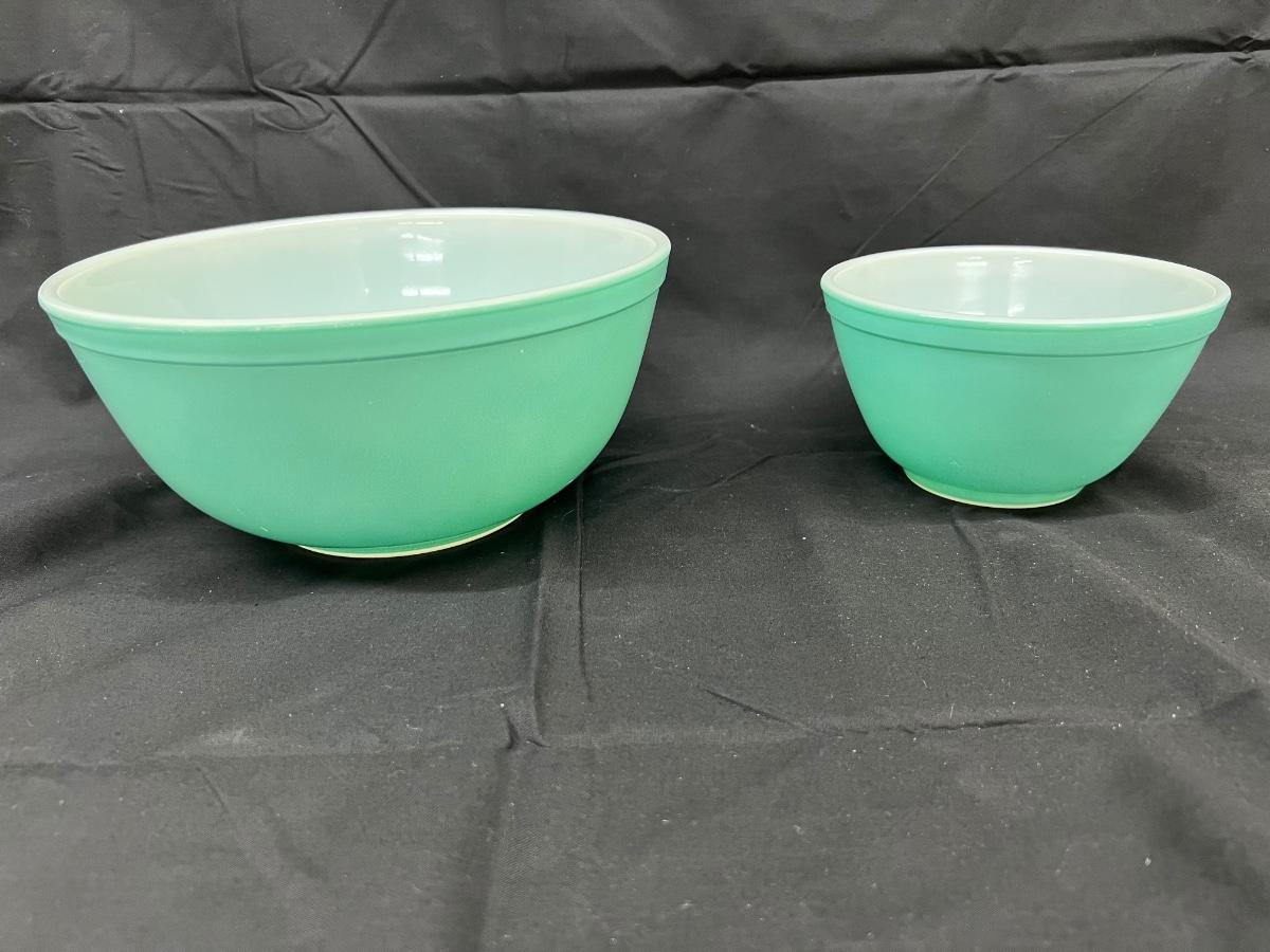 Pyrex Turquoise Green Rare Vintage 9" Large Bowl and 6" Small Bowl ...