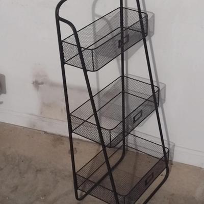 Metal Frame and Wire Mesh Basket Storage Stand | EstateSales.org