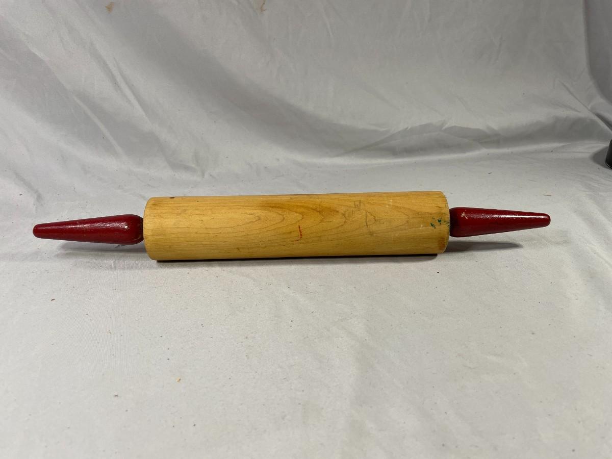 Red Handled Wood Rolling Pin