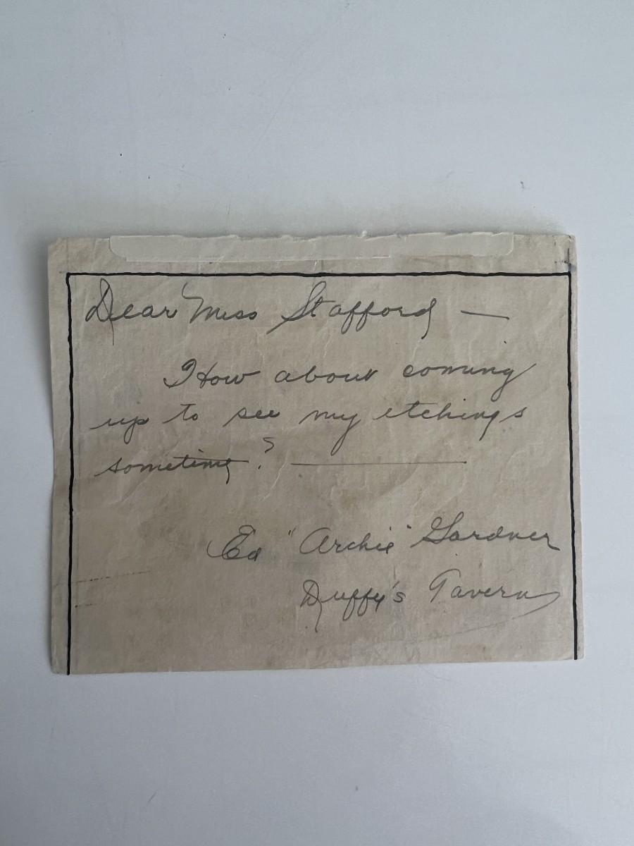 Duffy's Tavern radio show host Ed Archie Gardner signed note ...