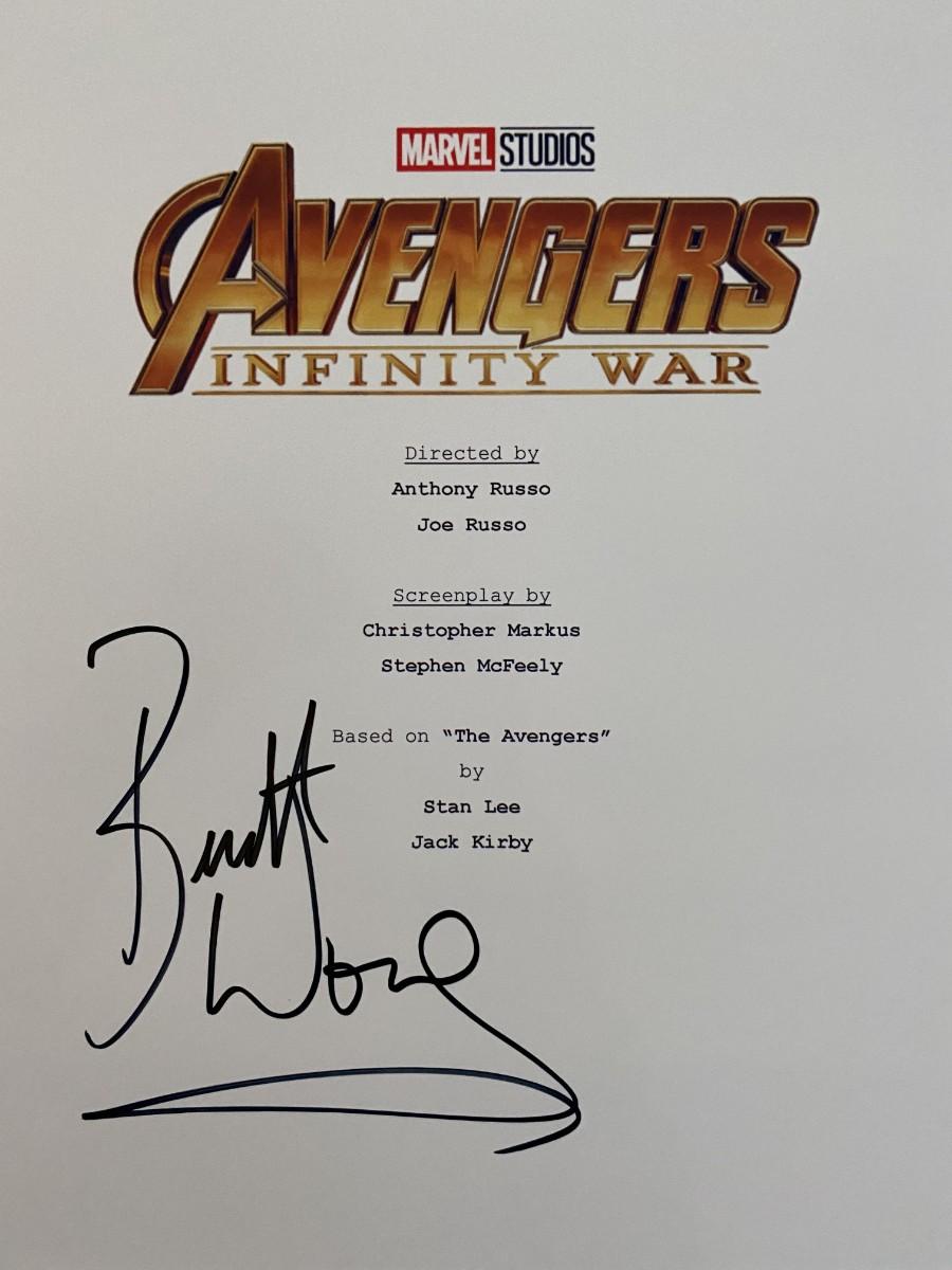 Avengers: Infinity War signed script cover | EstateSales.org