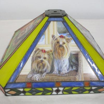 Danbury Mint Yorkie Stained Glass Lamp Tiffany Style Shade ...