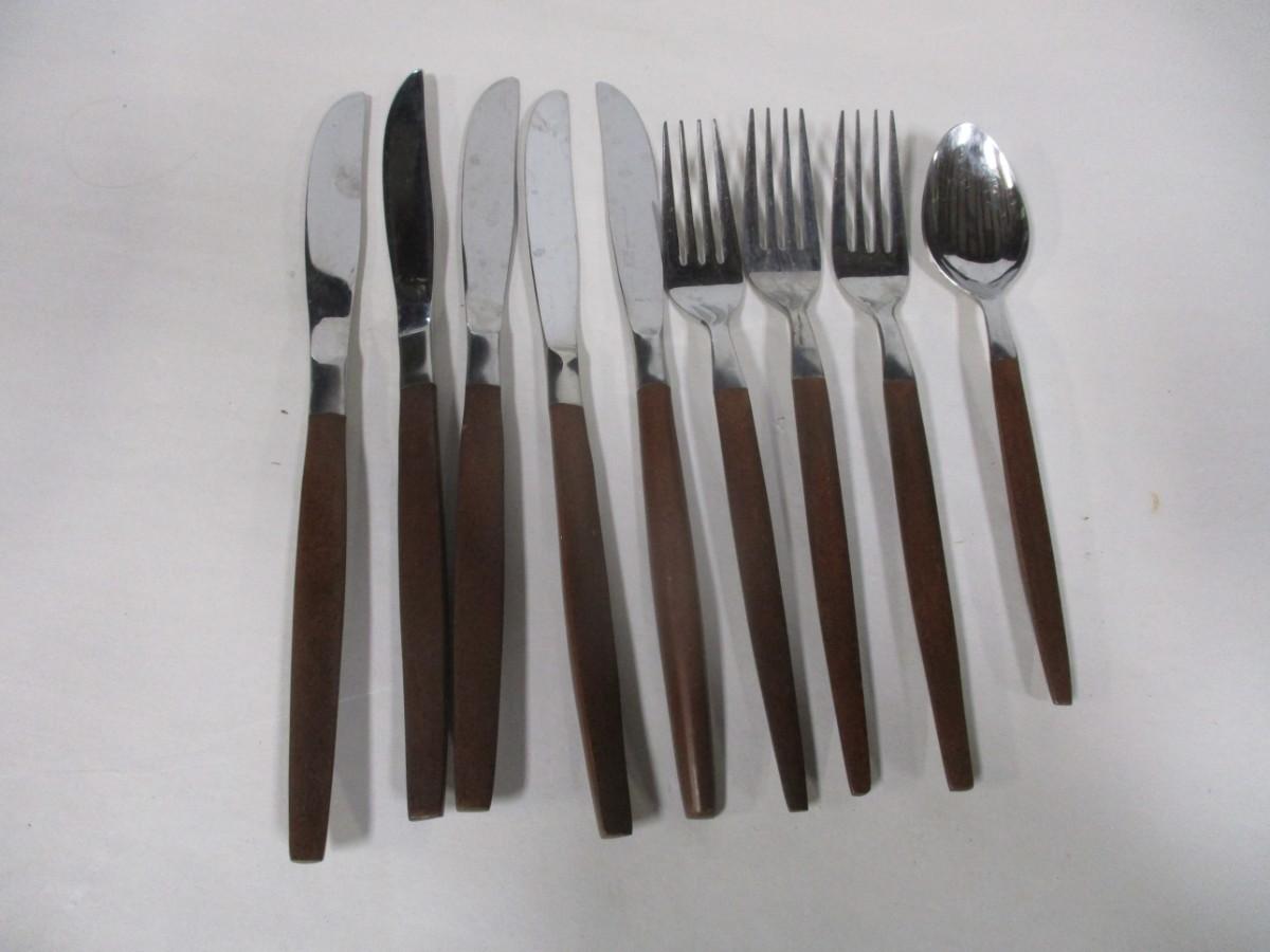Vintage Ekco Eterna Forged Stainless Japan Wood Handle Flatware ...