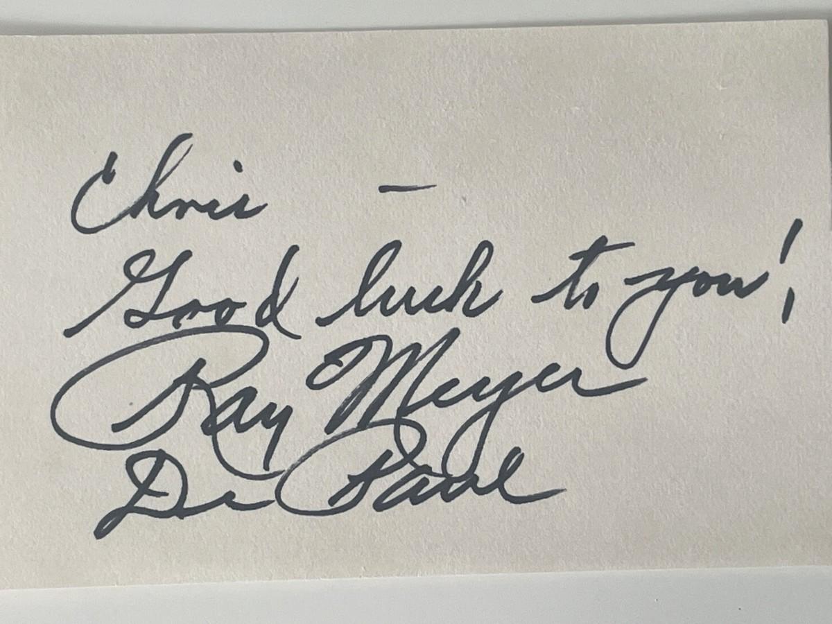 Actor Ray Mayer autograph note | EstateSales.org