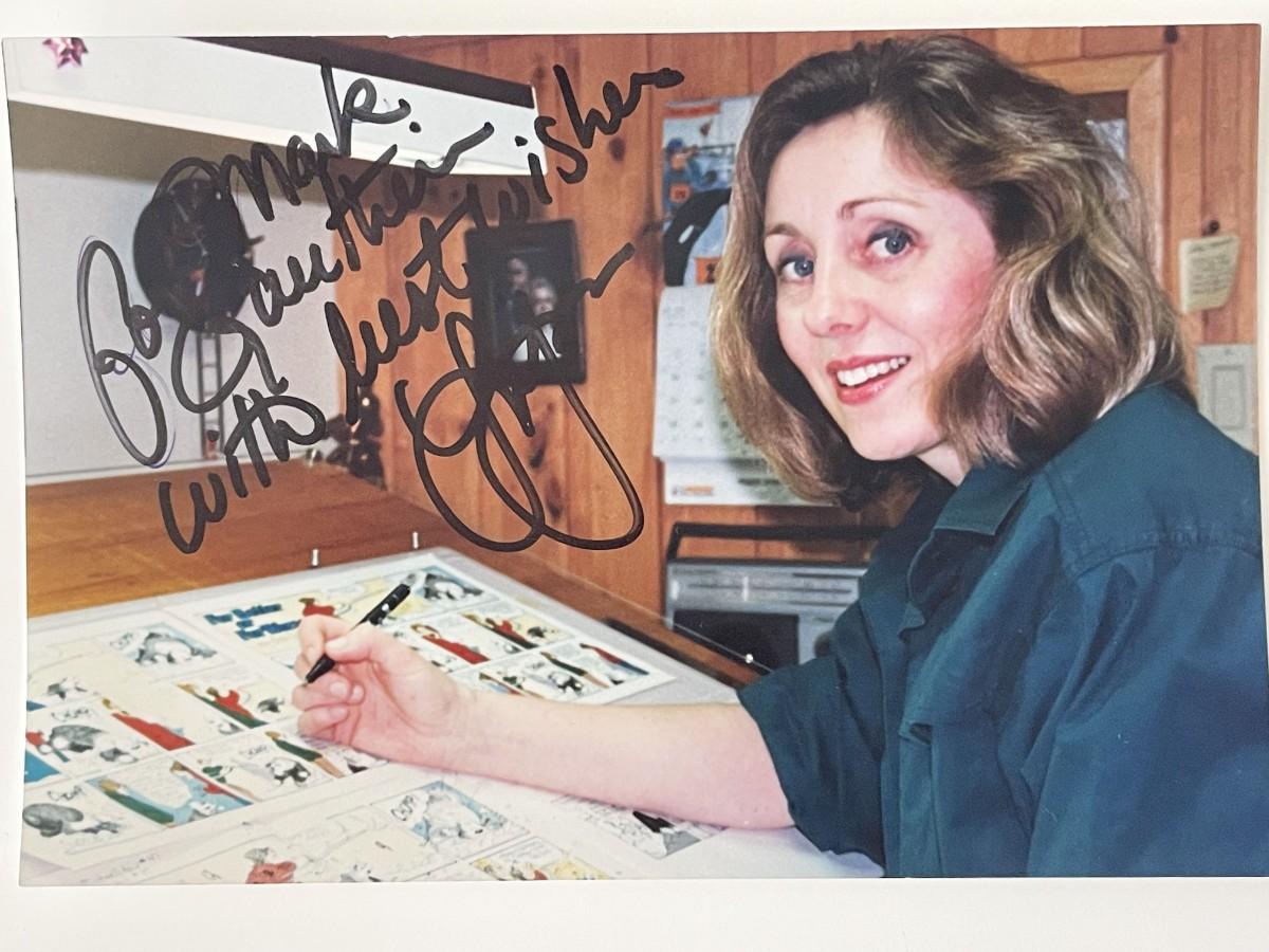 Canadian cartoonist Lynn Johnston signed photo | EstateSales.org