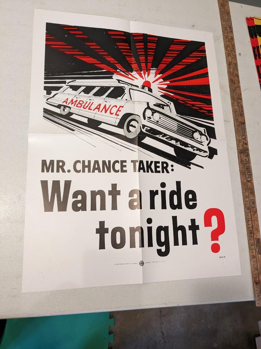 Vintage Large Safety Poster, Mr. Chance Taker | EstateSales.org