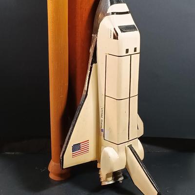 LOT 9L: Handmade 24" Wooden Space Shuttle w/ Framed Photo of the 1981 ...