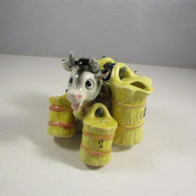 Vintage Cow Theme Condiment Holder- Oil, Vinegar, Salt and Pepper ...