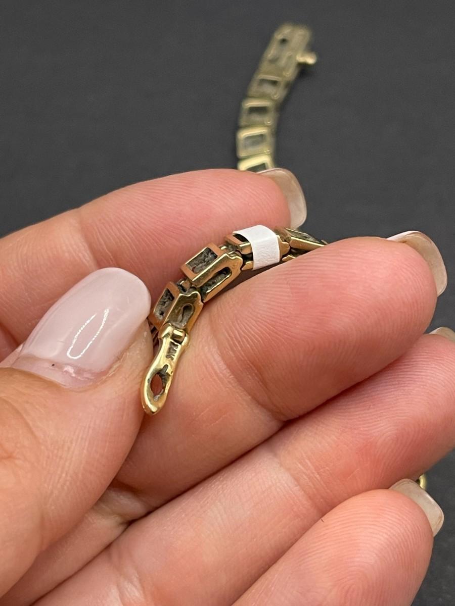 Yellow Gold Diamond Tennis Bracelet Set In Square Settings