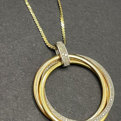 EFFY 14K Tri Color Gold 1/3 ctw Diamond Trio Circle Pendant with Chain ...