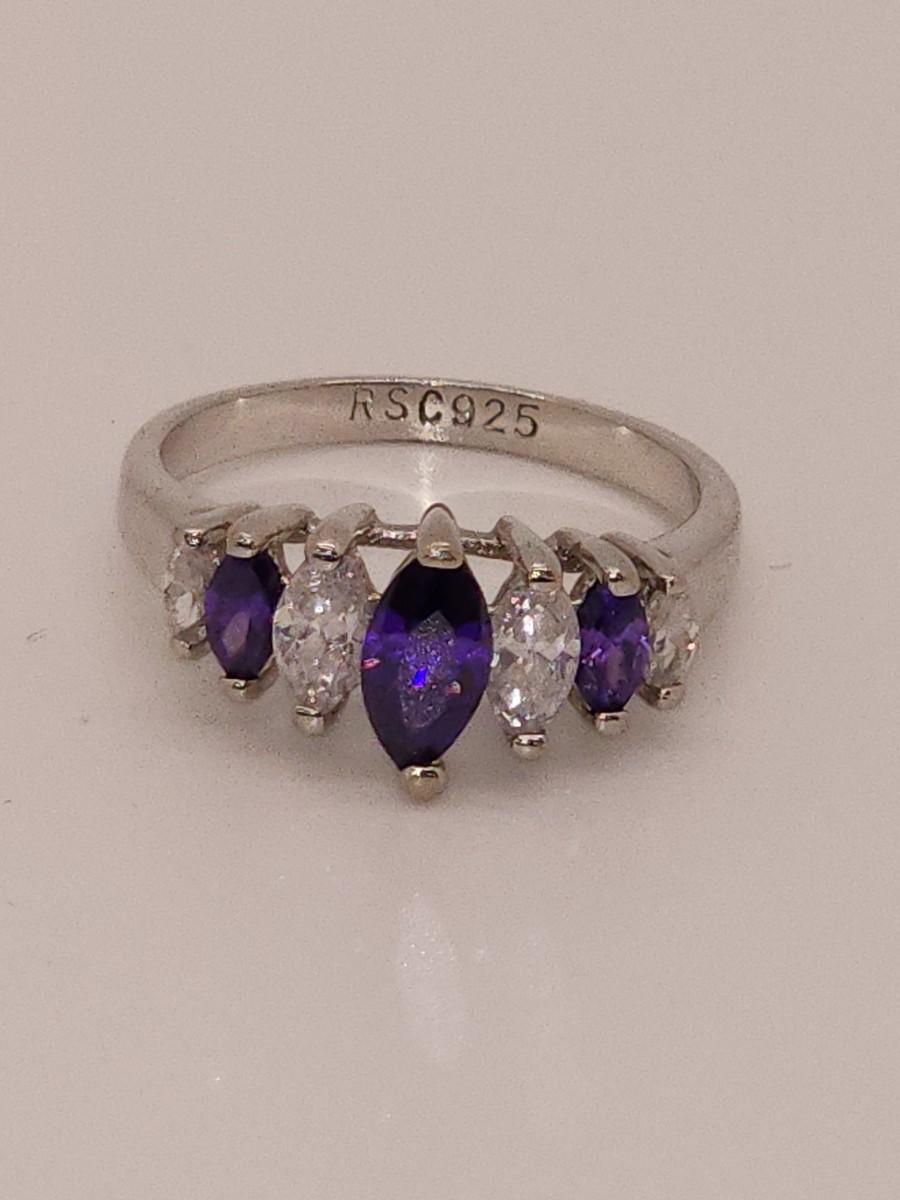 LOT 47:: Sterling and Cubic Zirconia Ring sz. 7 marked RSC 925 ...