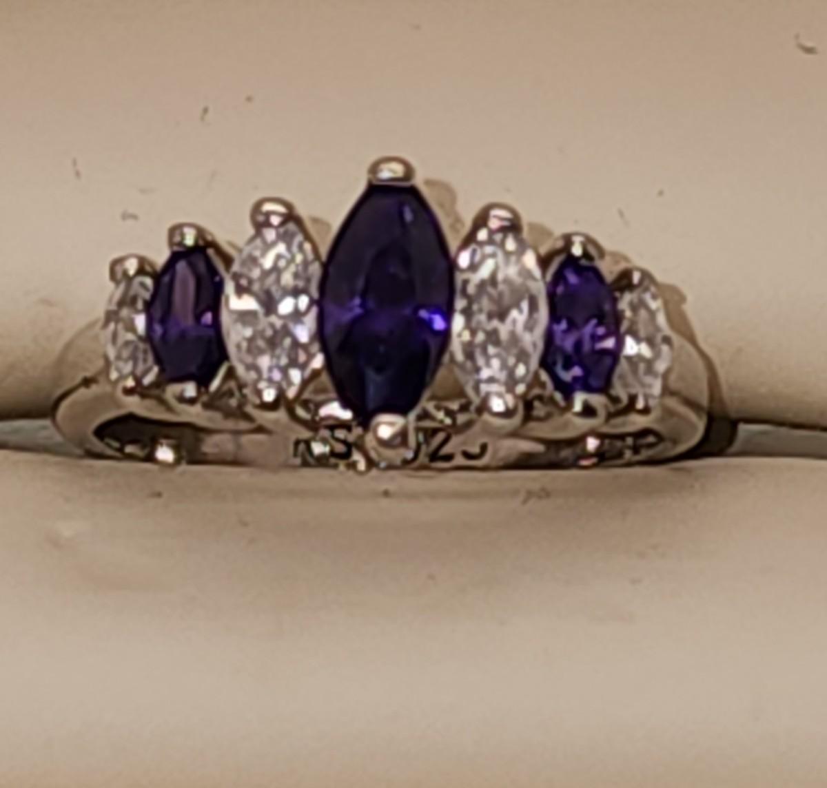 LOT 47:: Sterling and Cubic Zirconia Ring sz. 7 marked RSC 925 ...