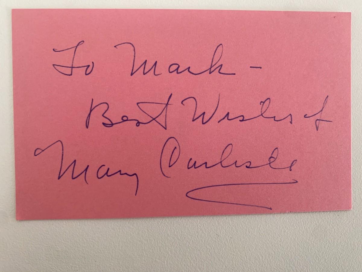 Mary Carlisle original signature | EstateSales.org