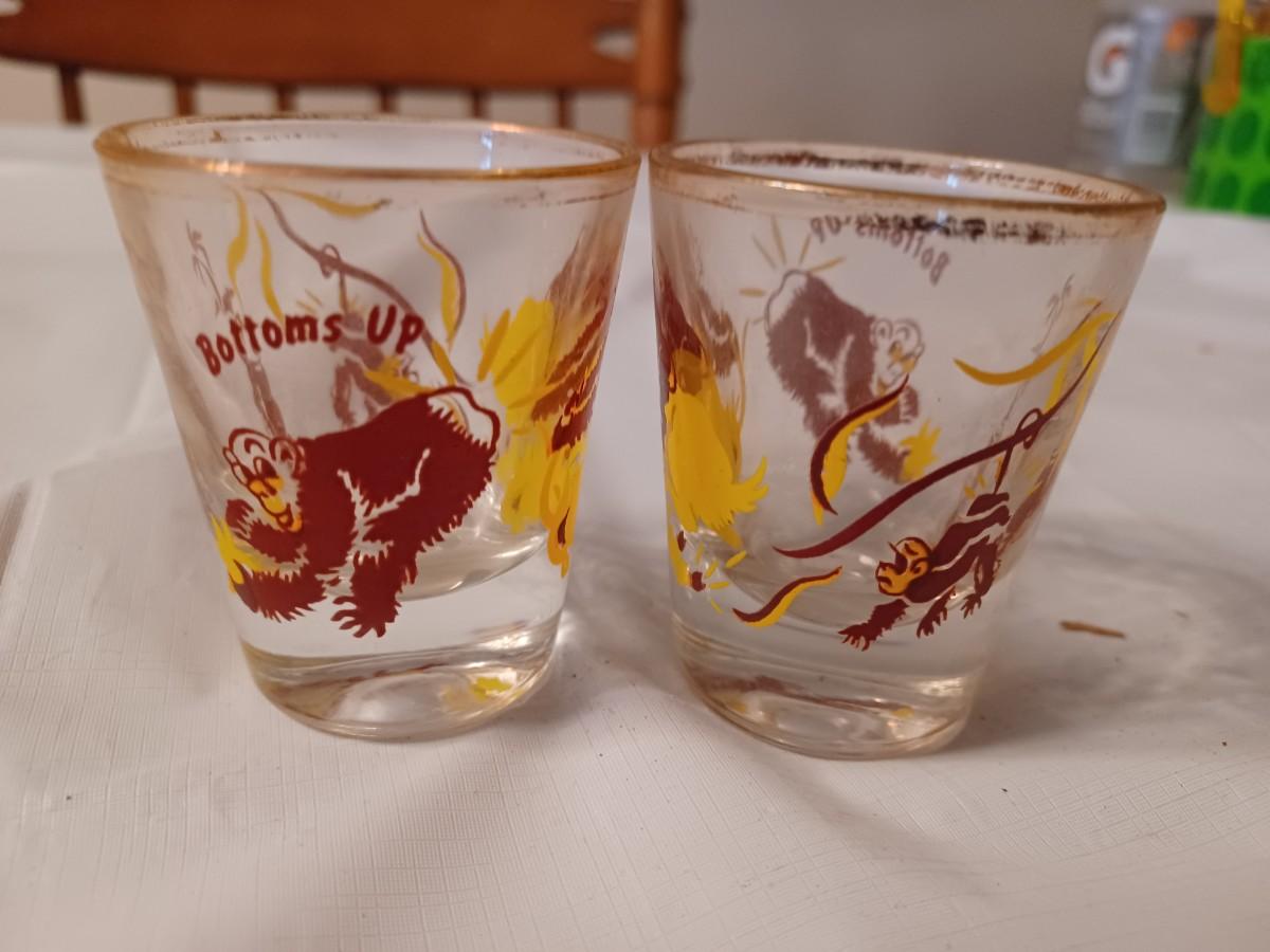 2 monkey shot glasses | EstateSales.org