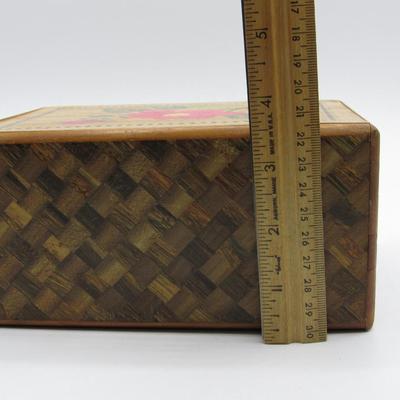 Vintage Japanese Puzzle Box Inlaid Mt. Fuji Landscape & Floral Design ...