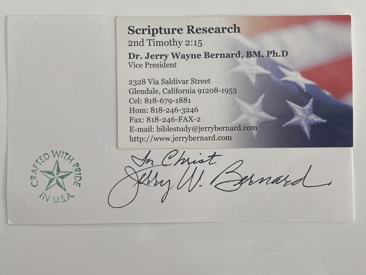 Jerry Wayne Bernard original signature | EstateSales.org