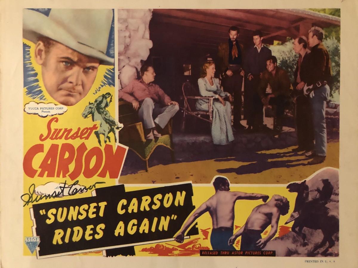Sunset Carson Rides Again signed lobby card | EstateSales.org
