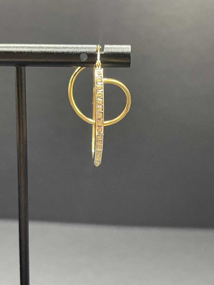 Yellow Gold & Fake Diamond Hoop Earrings | EstateSales.org