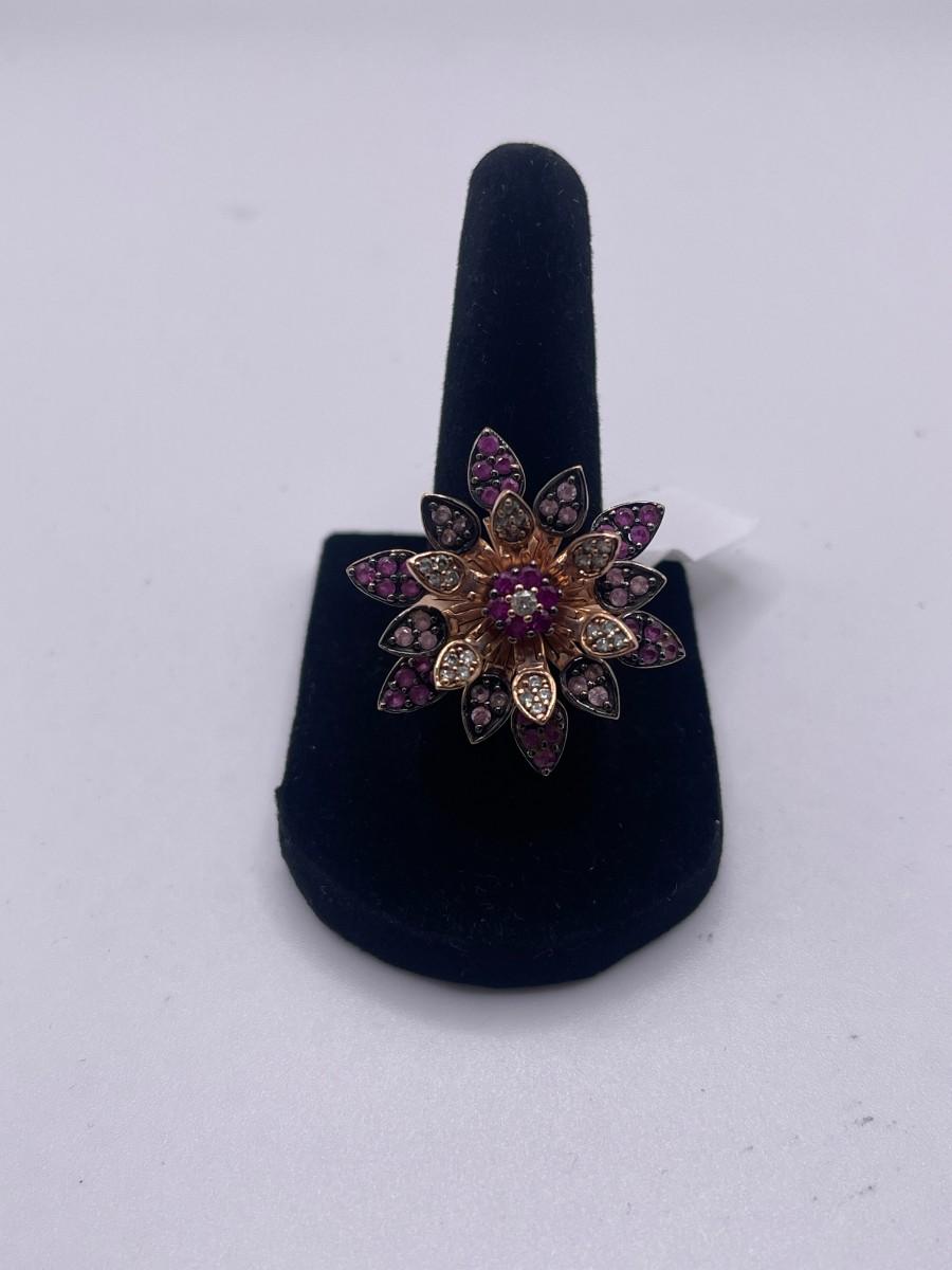Effy Nature 14K Rose Gold Ruby, Sapphire and Diamond Blossoming Flower ...