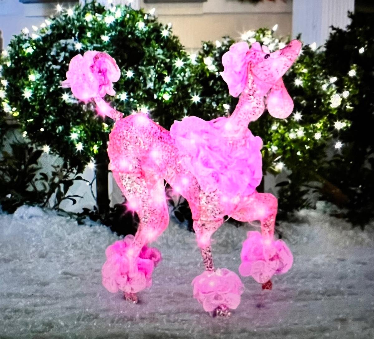 2.4 FT. LED Light Up Pink Poodle Yard Ornament | EstateSales.org