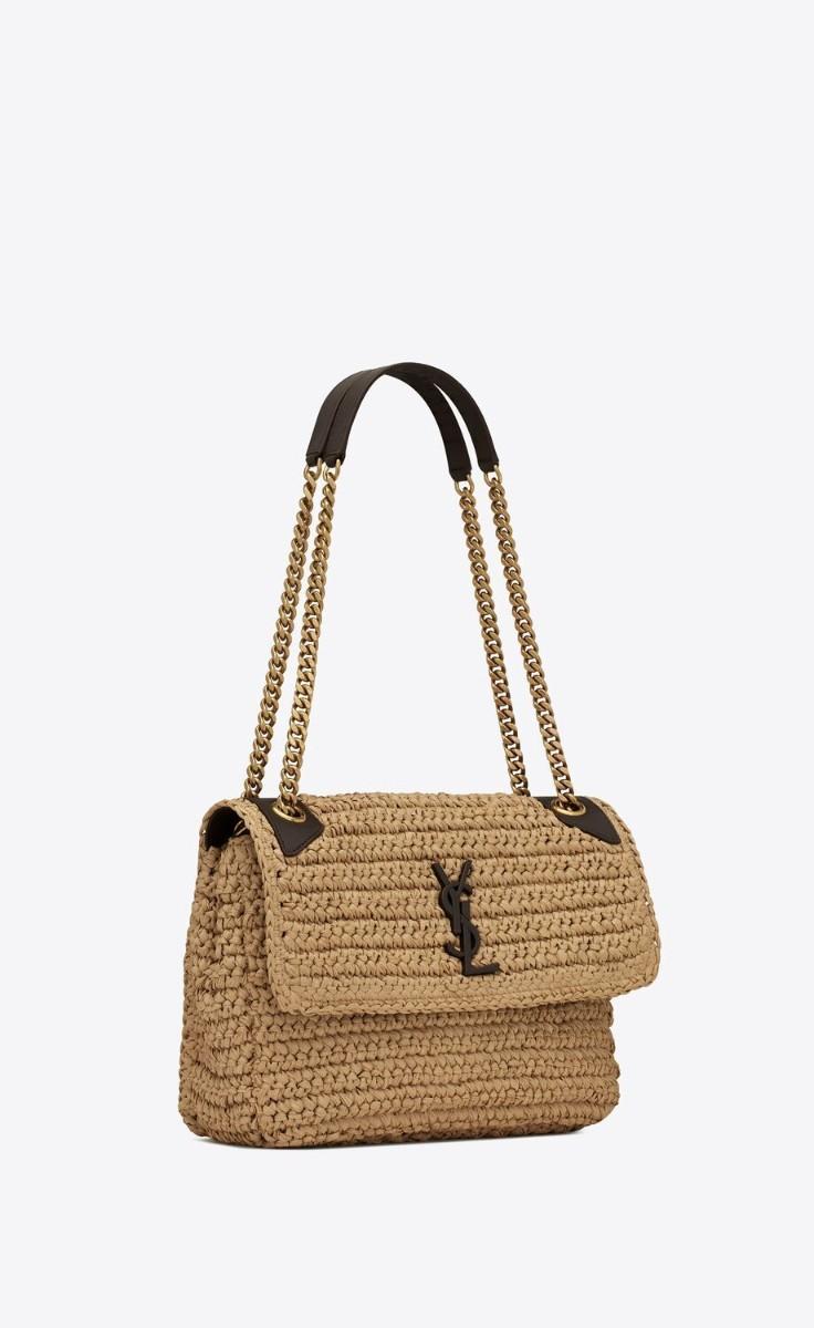 Brand new YSL Nikki medium chain bag in raffia and leather ...