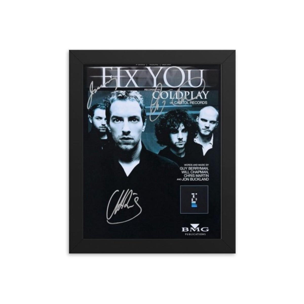 Coldplay signed sheet music Framed Reprint | EstateSales.org