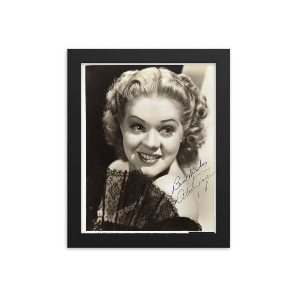 Alice Faye signed photo REPRINT framed reprint. | EstateSales.org