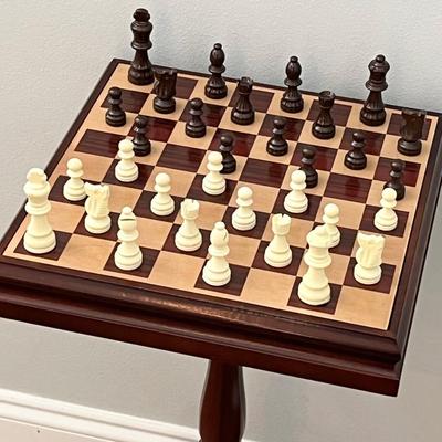 BOMBAY ~ Mahogany Chess/Checkers Table Set | EstateSales.org