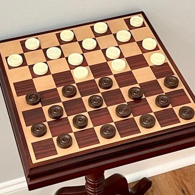 BOMBAY ~ Mahogany Chess/Checkers Table Set | EstateSales.org