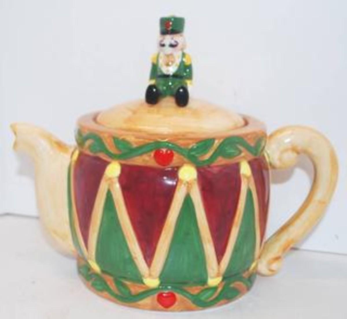 Large "Mustached Nutcracker" Colorful Tea Pot | EstateSales.org