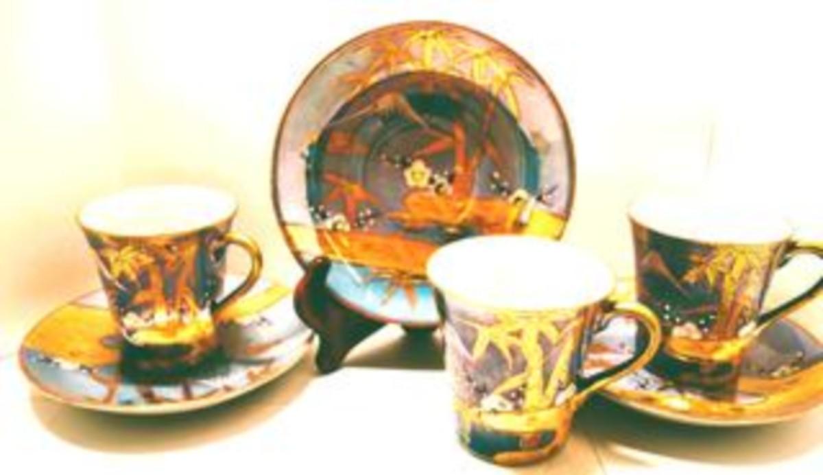 "Bamboo Jungle Tea Set" with 3 Cups and 3 Saucers | EstateSales.org