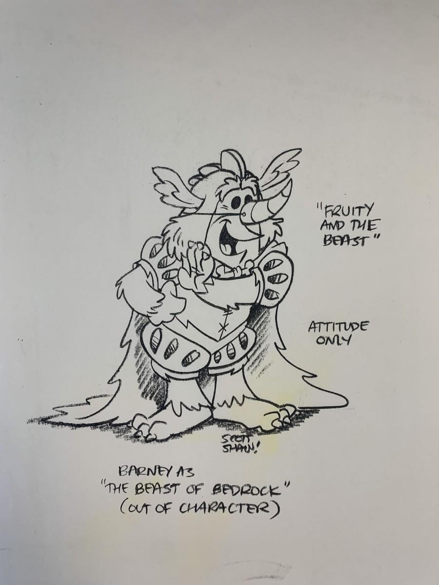 The Flintstones signed original hand drawn Barney Rubble cartoon ...